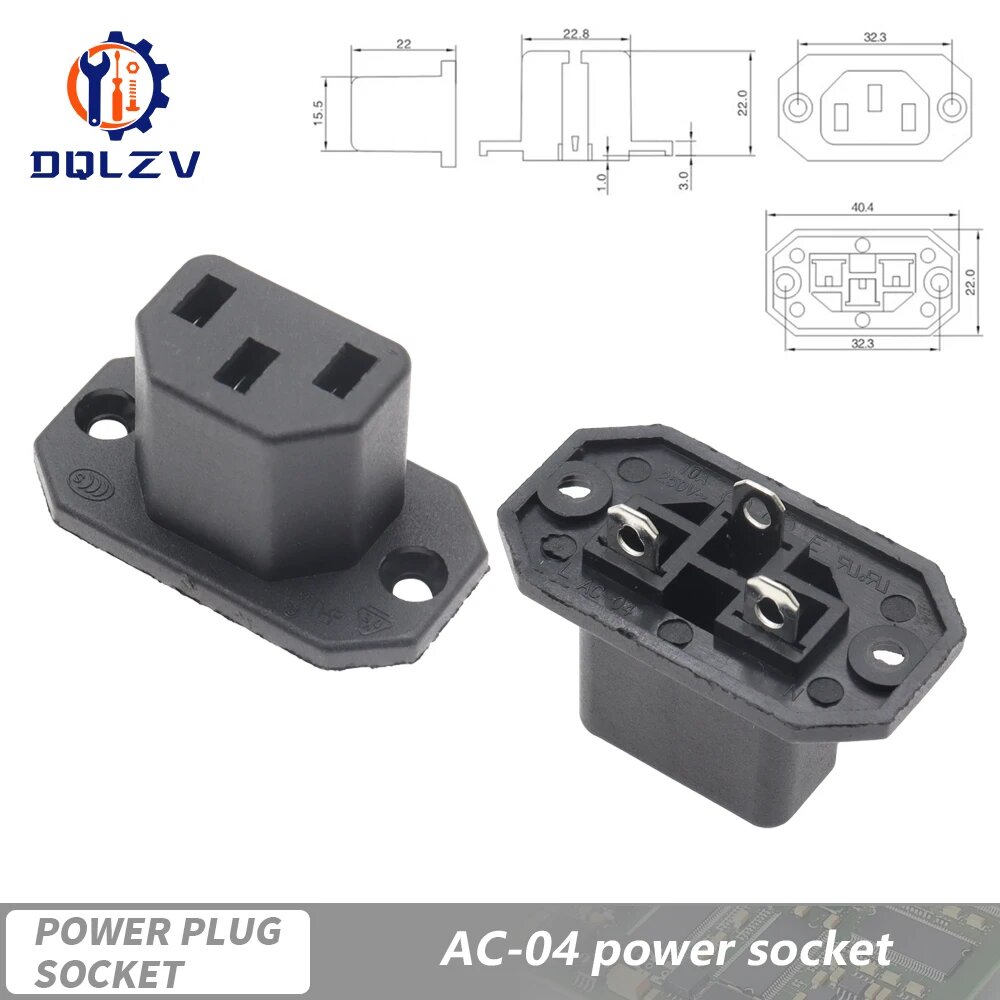 Розетка IEC320 C14 DQLZV 2PCS, AC-04 Female