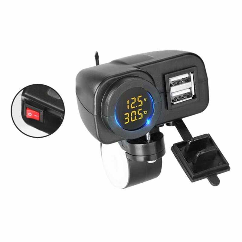 Водонепроницаемый 18 Вт QC3.0 телефон USB мотоцикл прикуривателя для пускового устройства вольтметр температуры