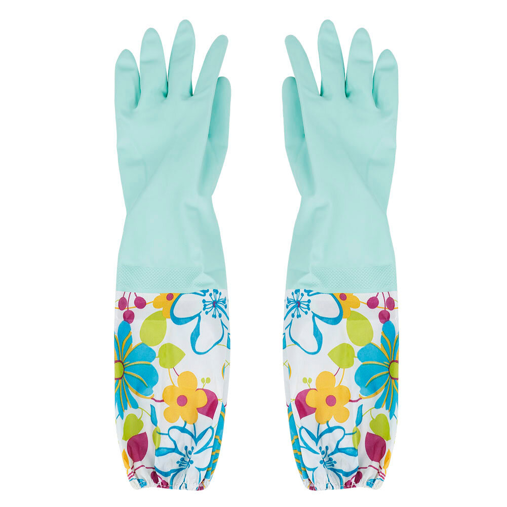 Зеленые цветочные посудомывающие перчатки домашние лучевые порты бархатные перчатки теплые перчатки