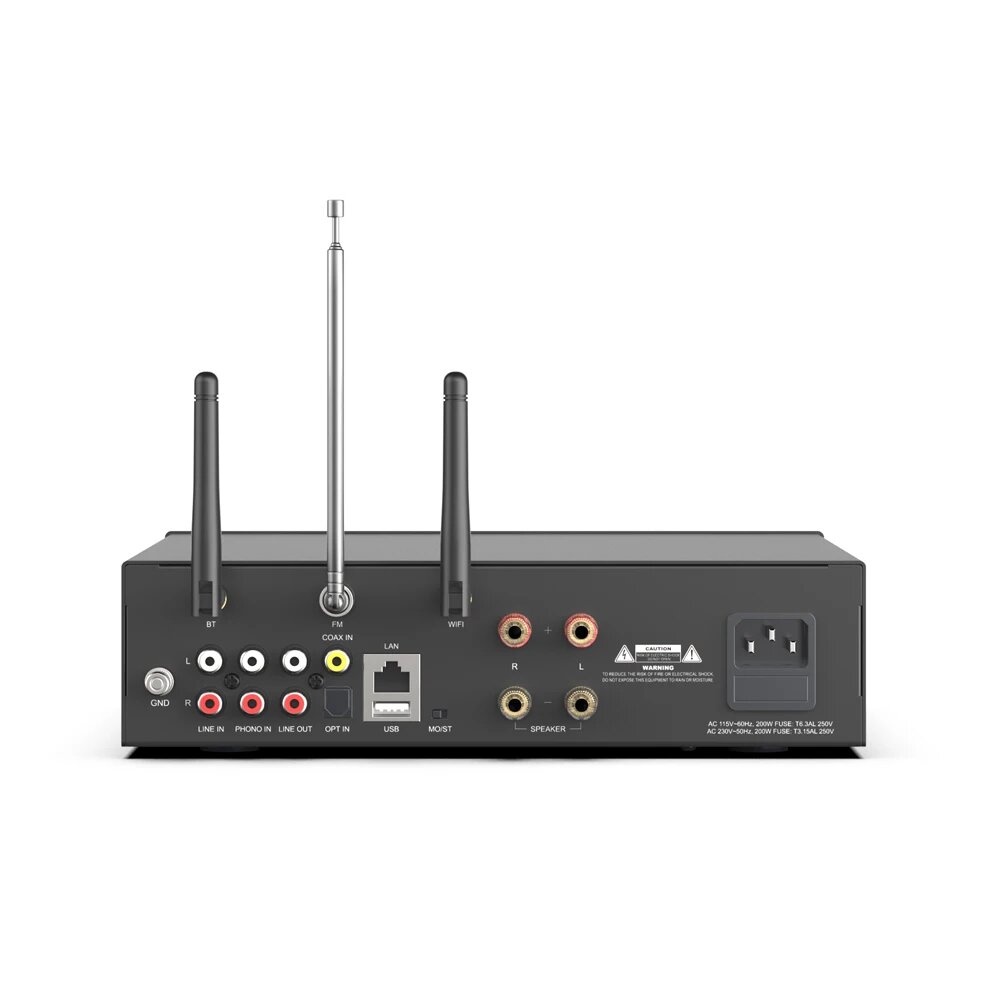 Усилитель мощности Arylic A100, Bluetooth, Wi-Fi, встроенный ЦАП, черный — фото 1