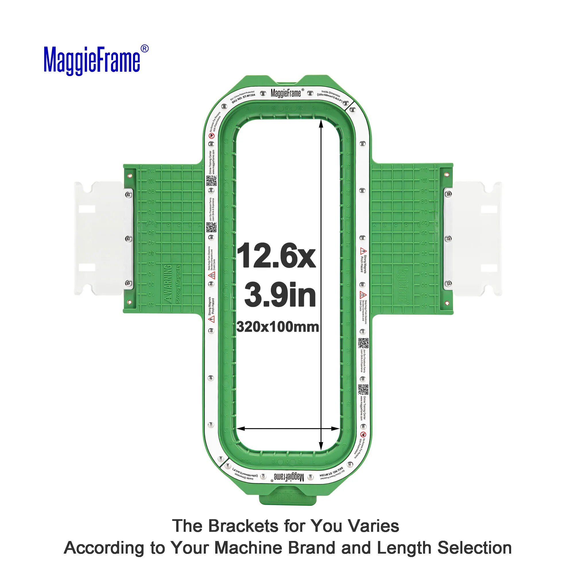 Магнитные пяльцы для вышивания MaggieFrame для вышивальной машины с монтажными кронштейнами HO-Style, магнитные пяльцы для вышивания Maggie Frame Mighty Hoop, 12.6x3.9in 320x100mm, Length 355mm 14in