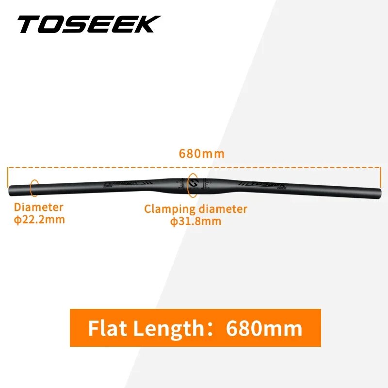 TOSEEK MTB карбоновый руль 31.8*580-760 мм матовый черный, Черный