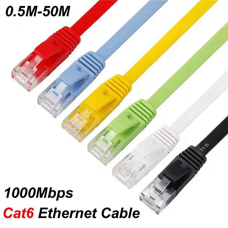 1000 Мбит/с CAT6 плоский сетевой кабель Ethernet RJ45 LAN сетевой патч-корд CAT 6 для ПК, маршрутизатора, ноутбука