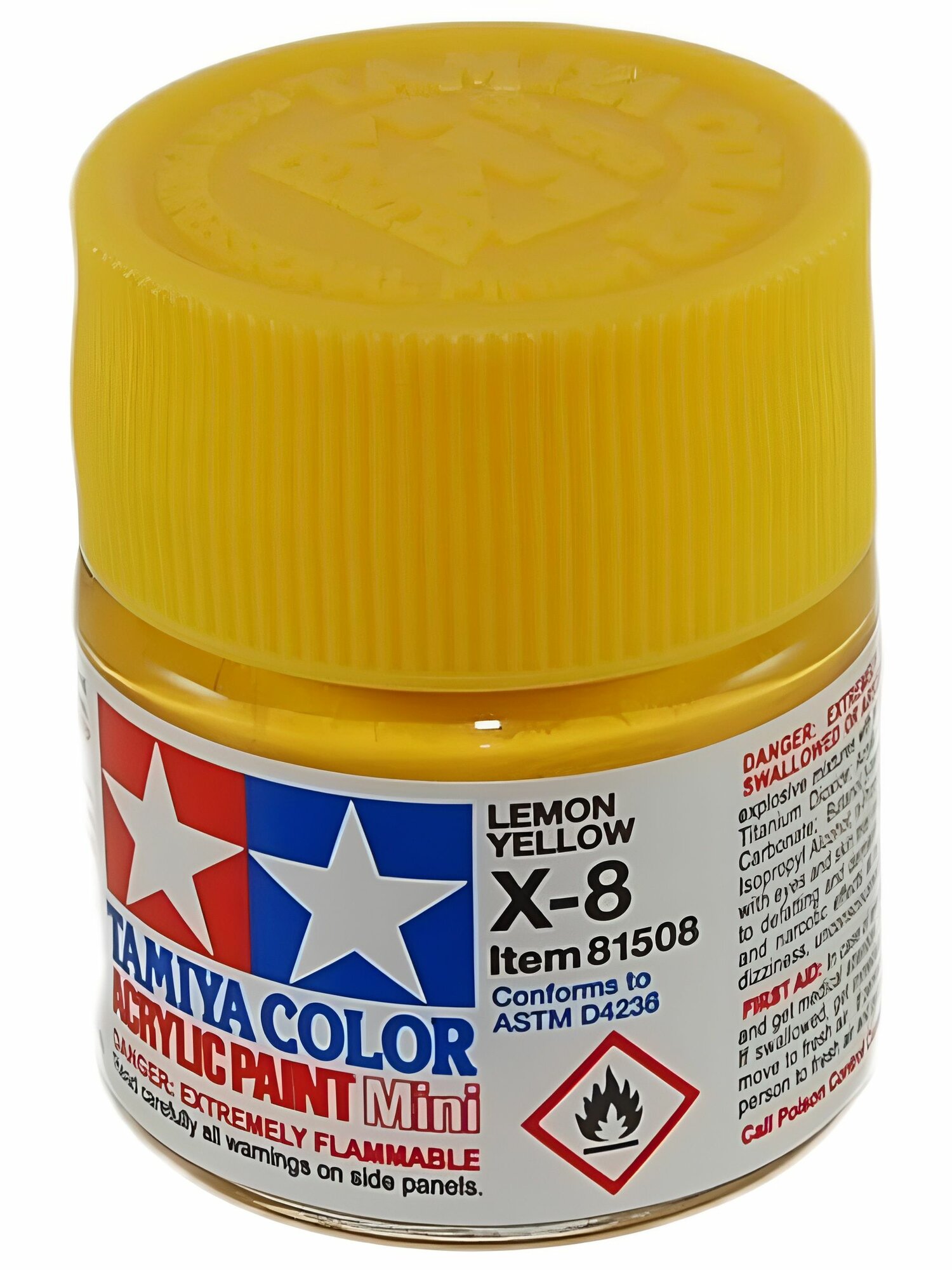 X-8 Lemon Yellow (Лимонно-желтая Глянцевая) акриловая краска, 10 мл.