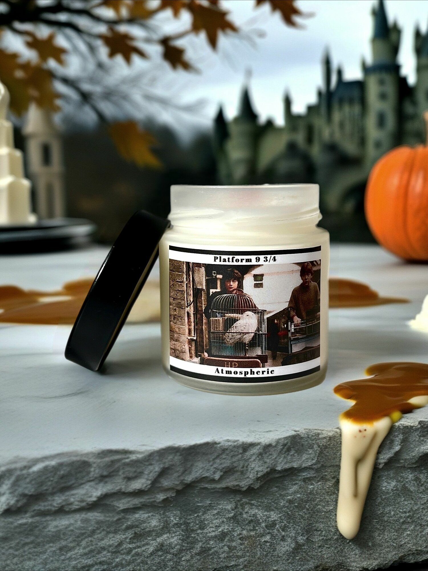 Свеча в светлой баночке ароматическая 200 мл из натурального воска Гарри Поттер - Платформа 9 и 3/4