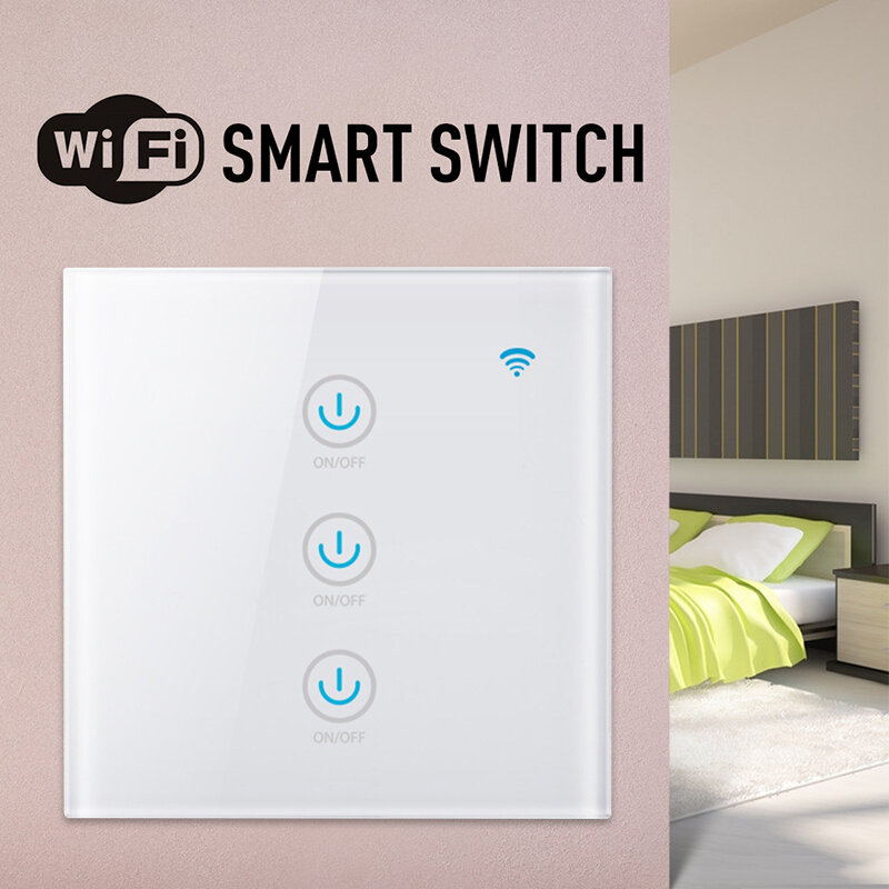 Умный переключатель WIFI 3-GANG Умная автоматизация дома Приложение Tuya Smart Life с голосовым управлением Google Alexa IFTTT Хороший эффект и простота использования