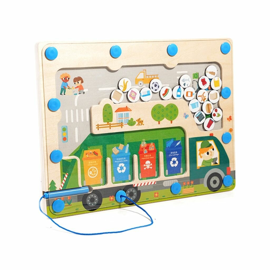 (1 комплект) Деревянная игра для сортировки мусора