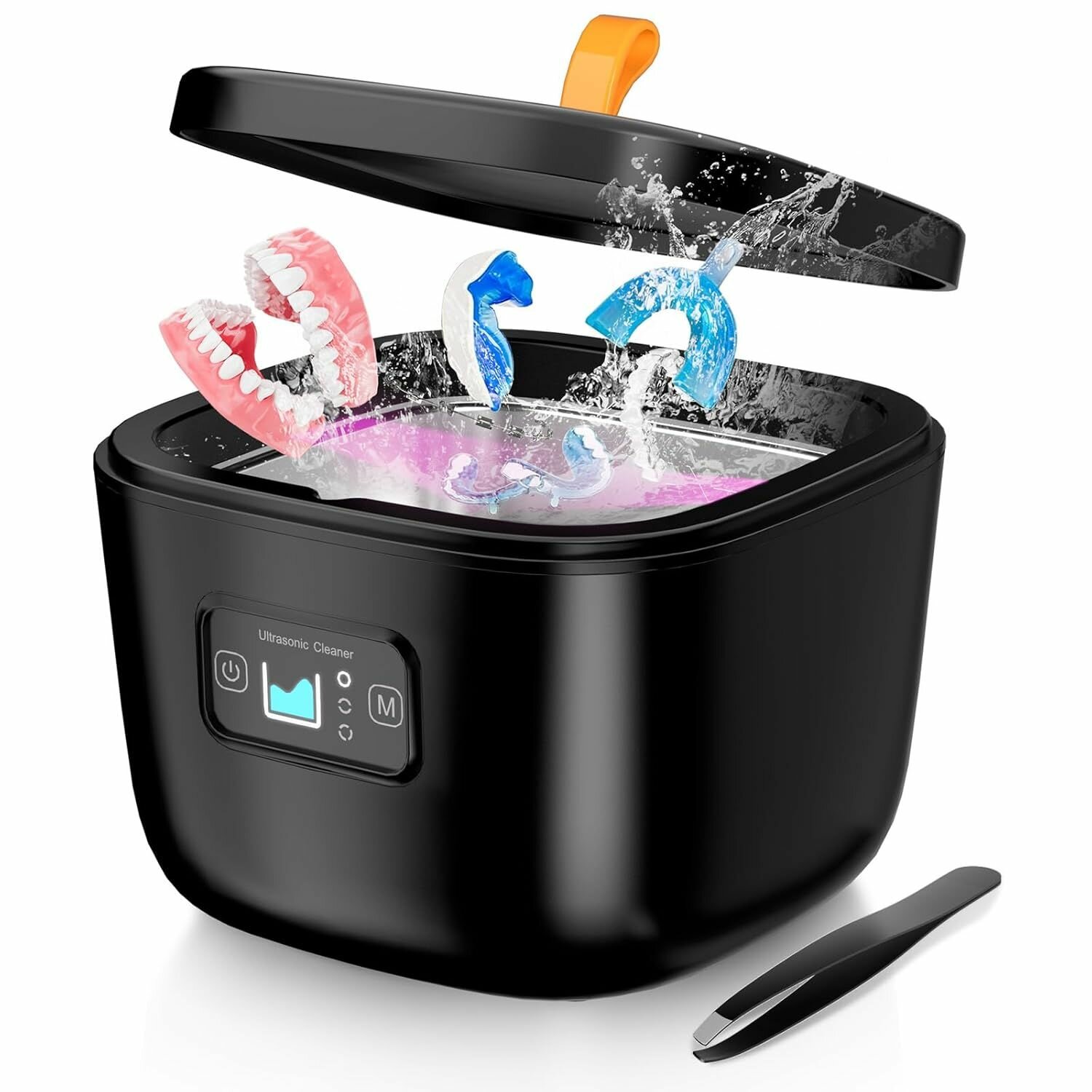 Ультразвуковой очиститель для фиксаторов, зубных протезов, каппы, элайнеров, отбеливающих лотков, 255ML 43kHz, портативный для семейных путешествий, идеальный подарок