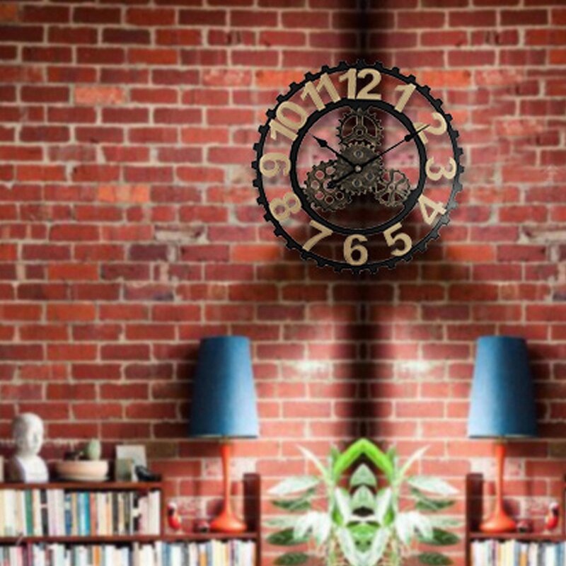 Nordic Retro Silent Gear Wall Clock Home Living Room Dining Luxury Decoration Wall Clock-aurum