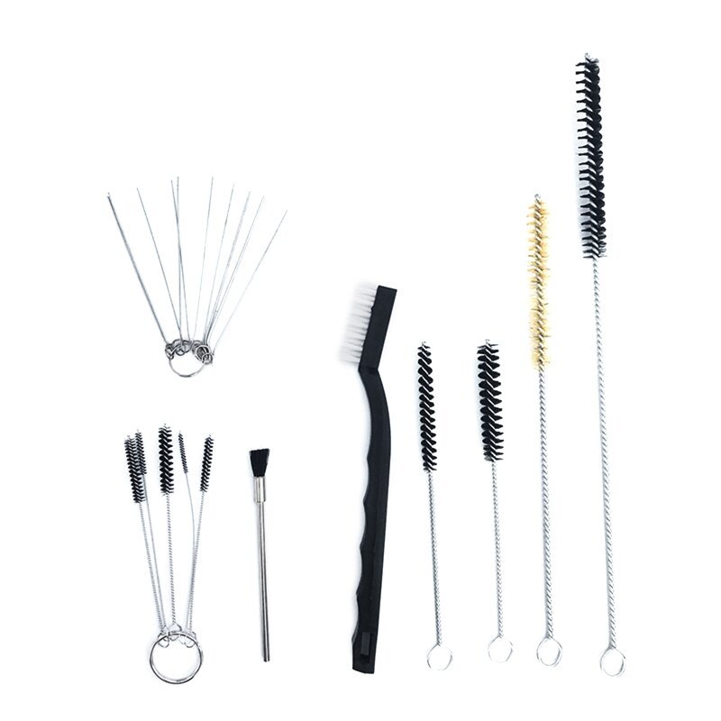 17 шт./компл. Набор Инструментов Для Чистки Аэрографа Набор Игл и Кистей Аксессуары Для Аэрографов Пистолет-Распылитель Очиститель Игла Для Мытья