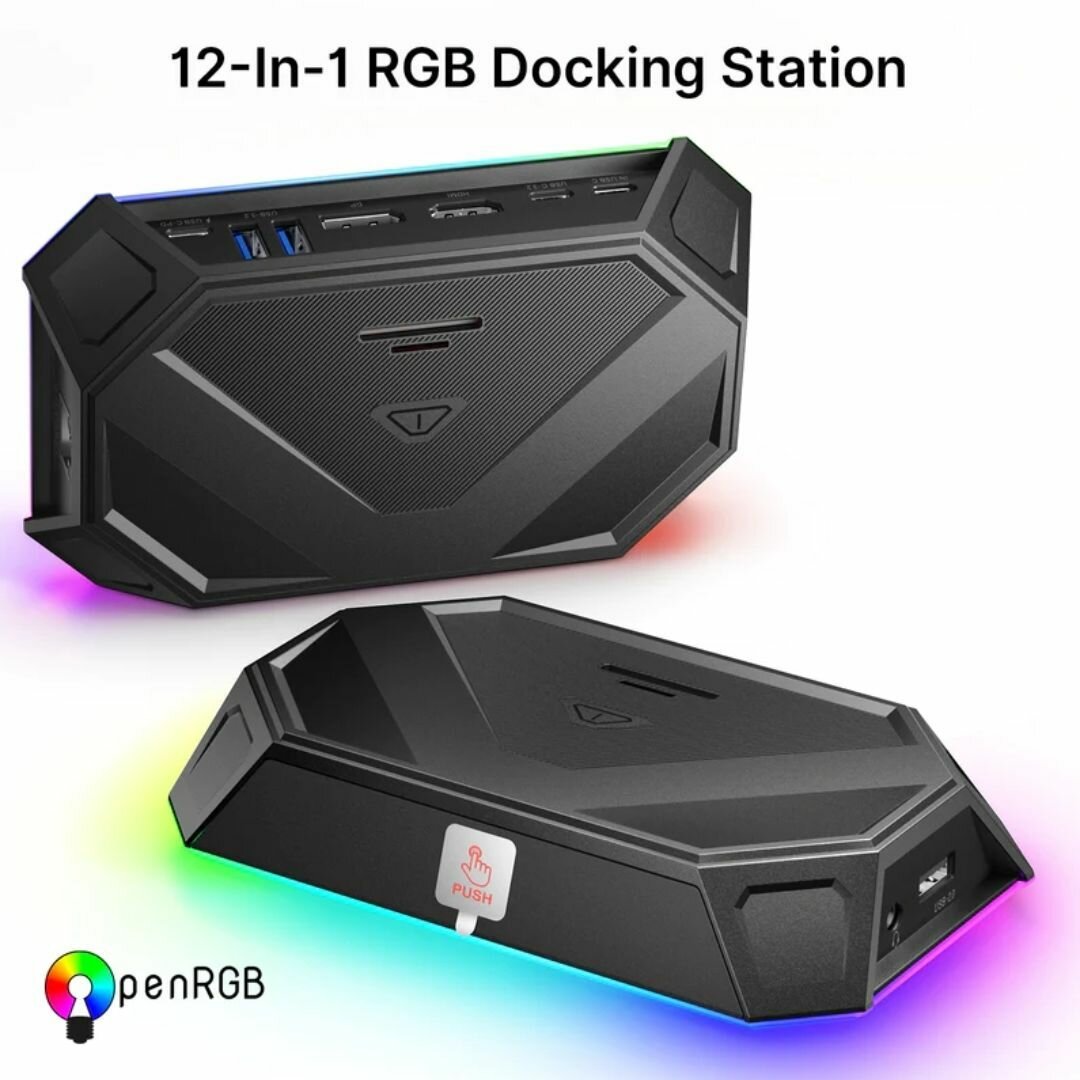Док-станция Steam Deck RGB, док-станция Steam Deck 12-в-1 с HDMI 4K при 120 Гц и DisplayPort Gigabit Etherne USB-C 3.2 USB-A 3.2/2.0