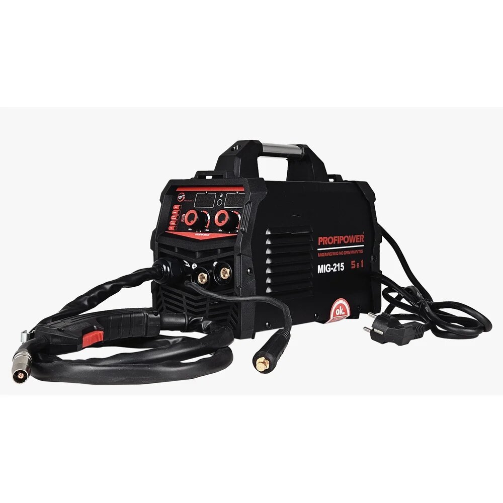 Profipower Сварочный инвертор полуавтомат MIG-215 5 в 1 (MIG/MAG/MIG NO GAS/ММА/TIG) E0257