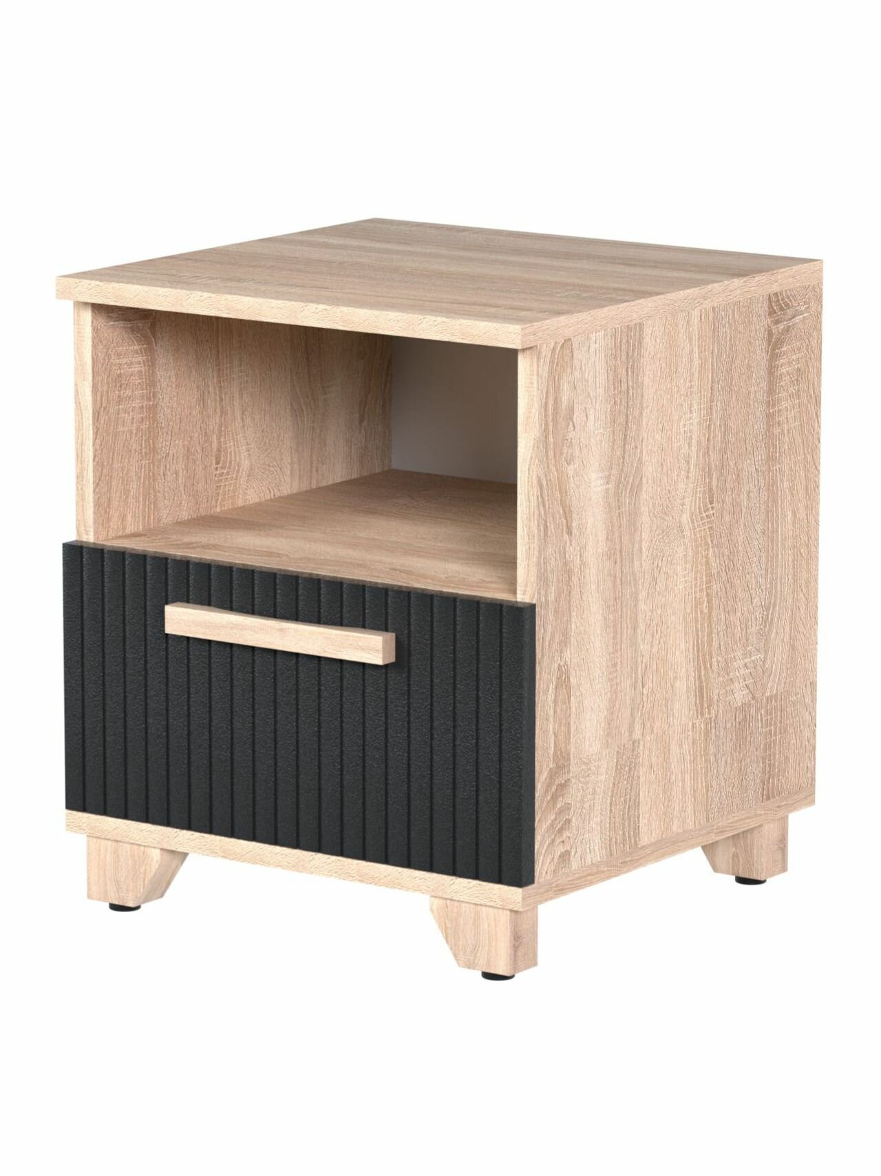 Тумба прикроватная Копенгаген с ящиком ЛДСП Сонома / Черный матовый (12 Стульев)