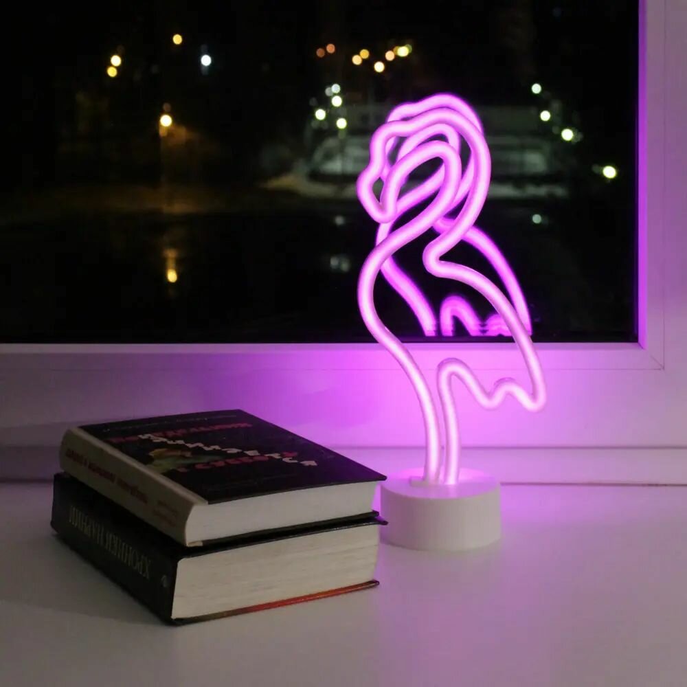 Ночник светодиодный Neon Фламинго на батарейках