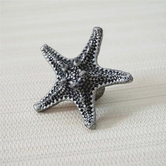 Рыба, морская звезда, ручка комода, ручка, ручка для кухонного шкафа, дверь, искусственное серебристое черное Оловянное животное
