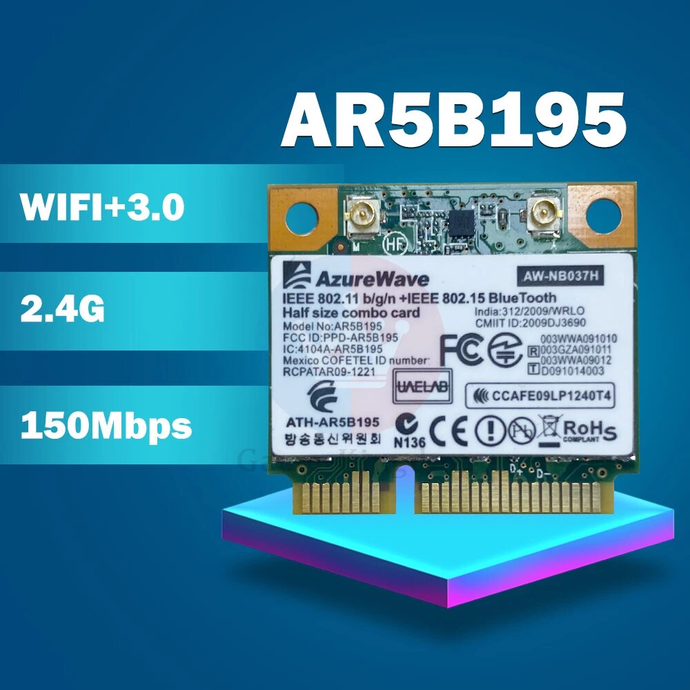 AzureWave AW-NB037H AR9285 AR5B195 AR9002WB-1NGCD Half Mini PCIe BlueTooth3.0 + 150 Мбит/с WLAN WIFI-карта