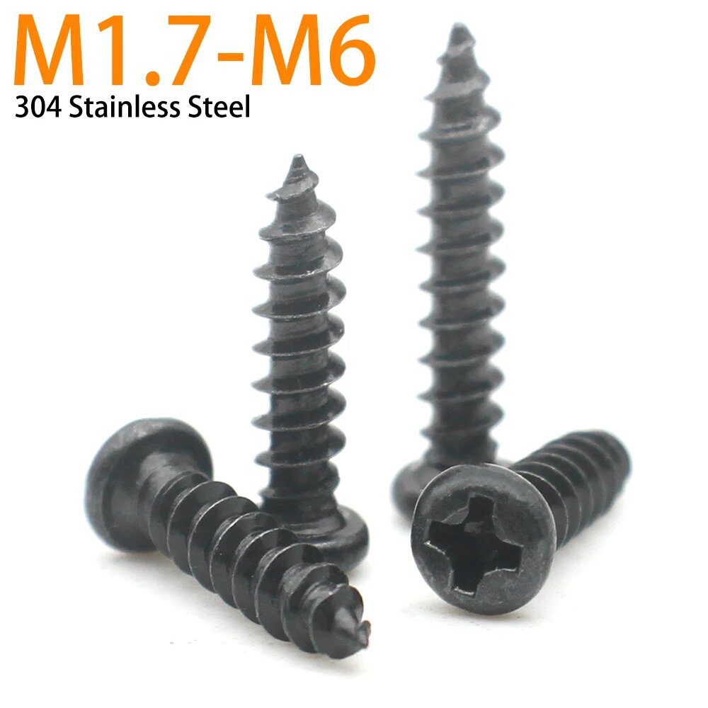 Саморезы M3 черные 10mm, 20шт, нержавеющая сталь 304