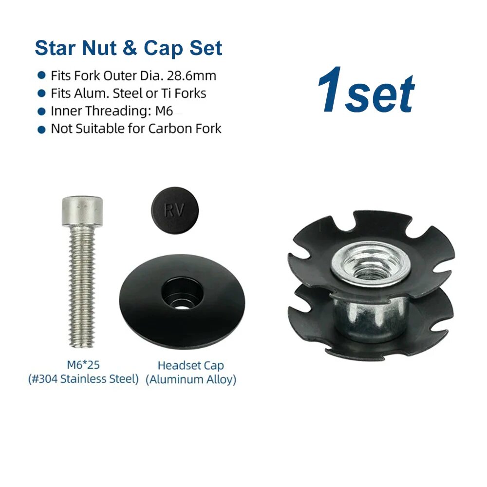 Звездчатая гайка для вилки 1-1/8", Full 1 Set