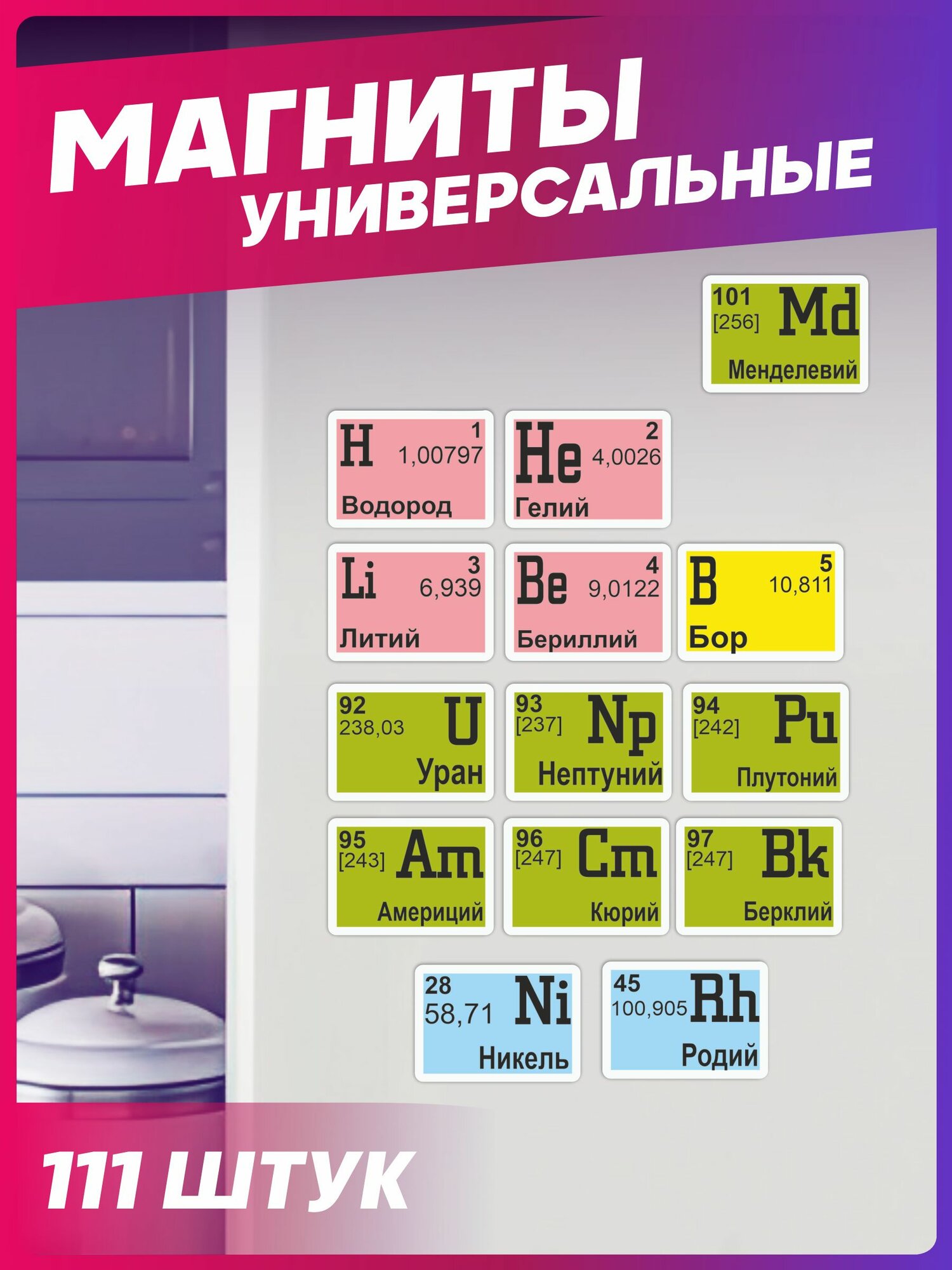 Магниты на холодильник Таблица Менделеева