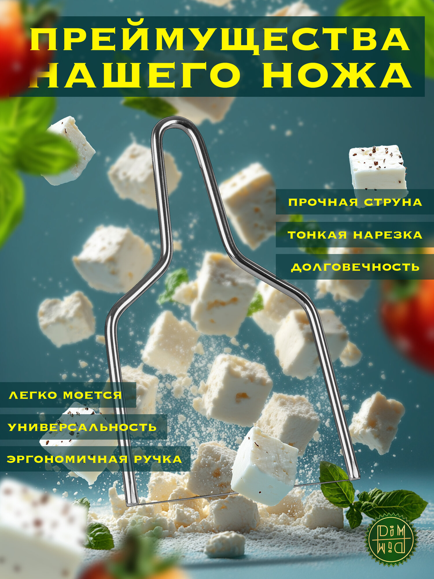 Нож-струна, для масла и сыра, мытьё в посудомоечной машине, сталь, 12см