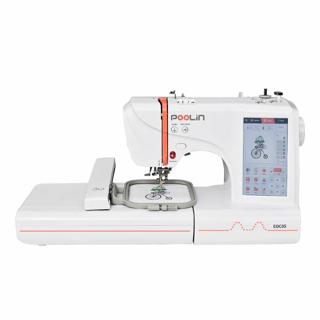 Вышивальная машина，Компьютерная швейная машинка для вышивки Poolin EOC05 – компактная, с 7-дюймовым сенсорным экраном, для изготовления наклеек с именем, для дома