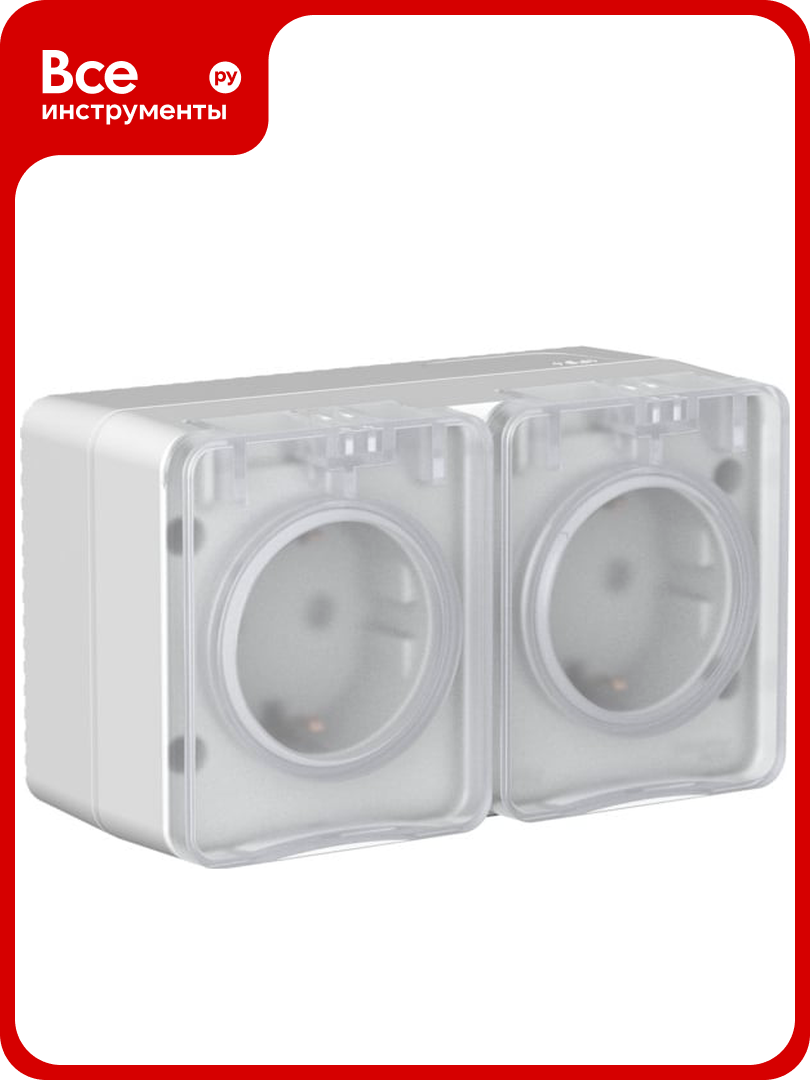 Двойная розетка Systeme Electric Atlasdesign profi ip54 о/у с з/к со шторками 16а, серый ATN543026, 16 А