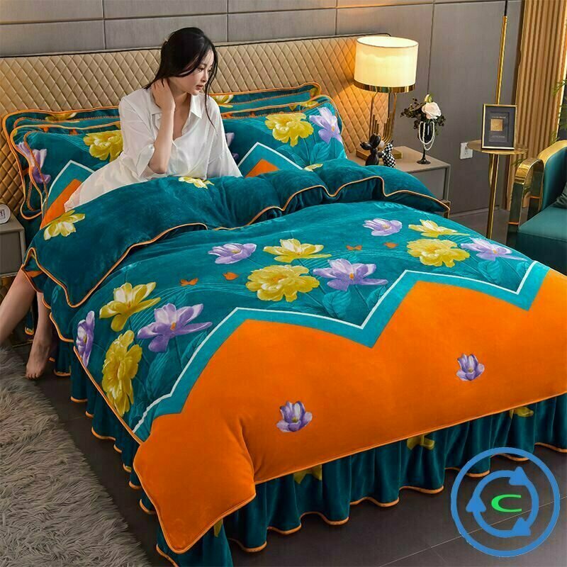 Комплект постельного белья, Фланель, Семейный, наволочки 48x74