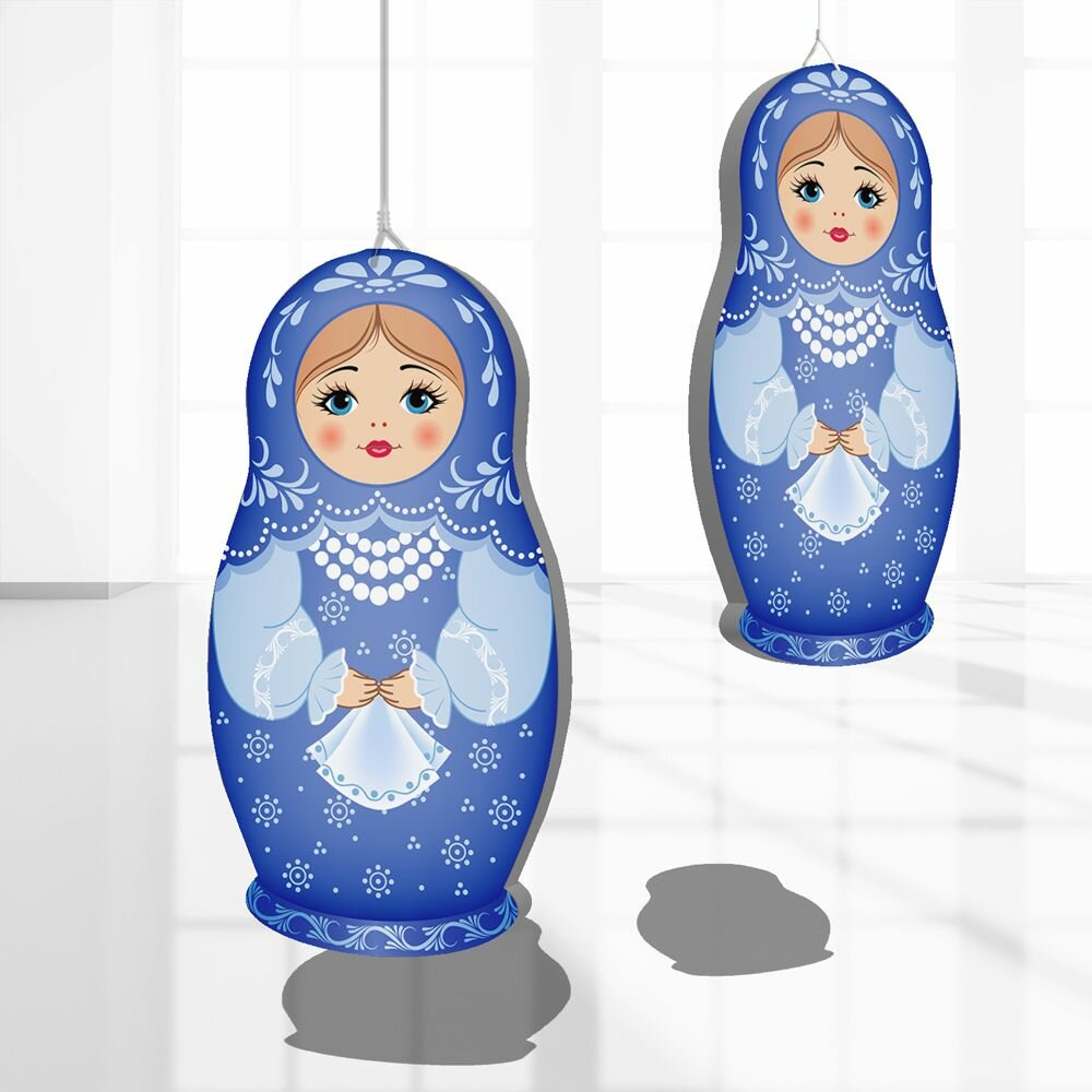 Сувенир "Матрешка" / Подвесная двухсторонняя фигура с символом России - Матрешкой / 18x30 см.