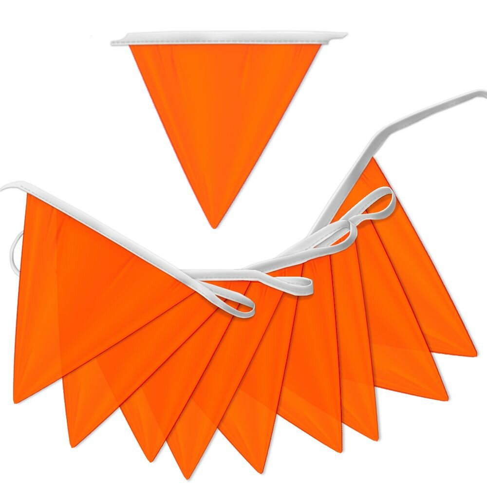 Флажная лента, оранжевая, голландская / флажковая лента / 10 м.