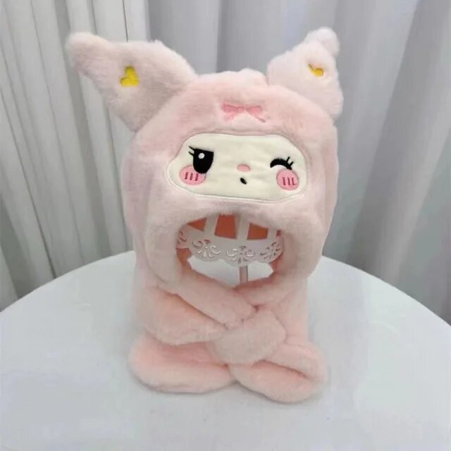 Детская плюшевая шапка-шарф Sanrio Kuromi