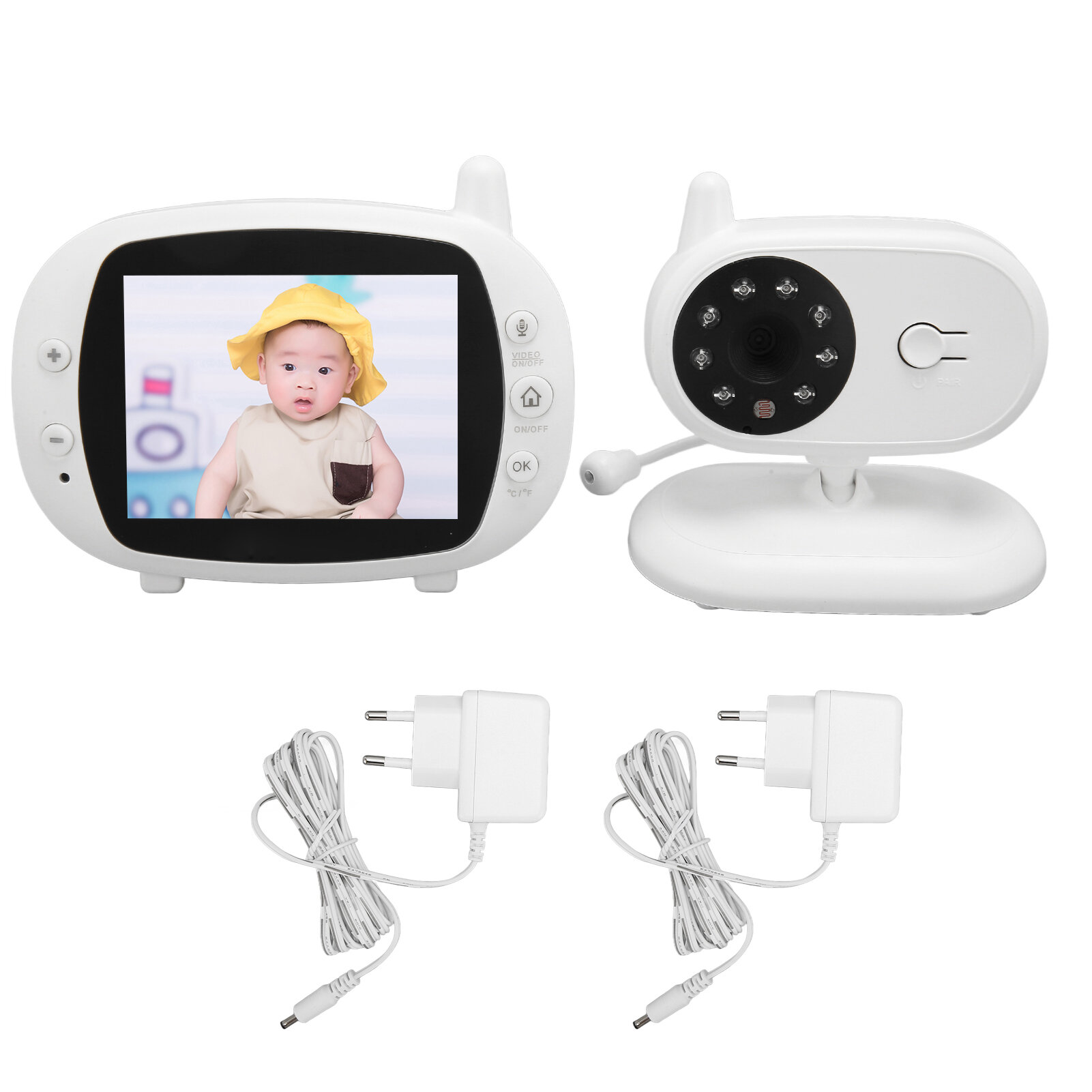 Baby Monitor Video 3.5in отображение видео монитор Baby с камерой с ночным видением 2 Way Audio Lullabies Eu Plugck 100–240V