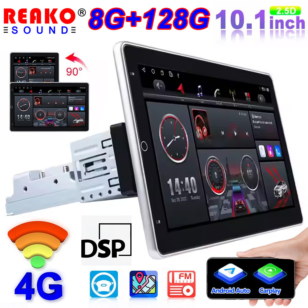 Штатная Магнитола для universal , с камерой заднего вида. QLED экран 10.1 дюймов, Wifi 1din с сенсорным экраном, usb и блютузом