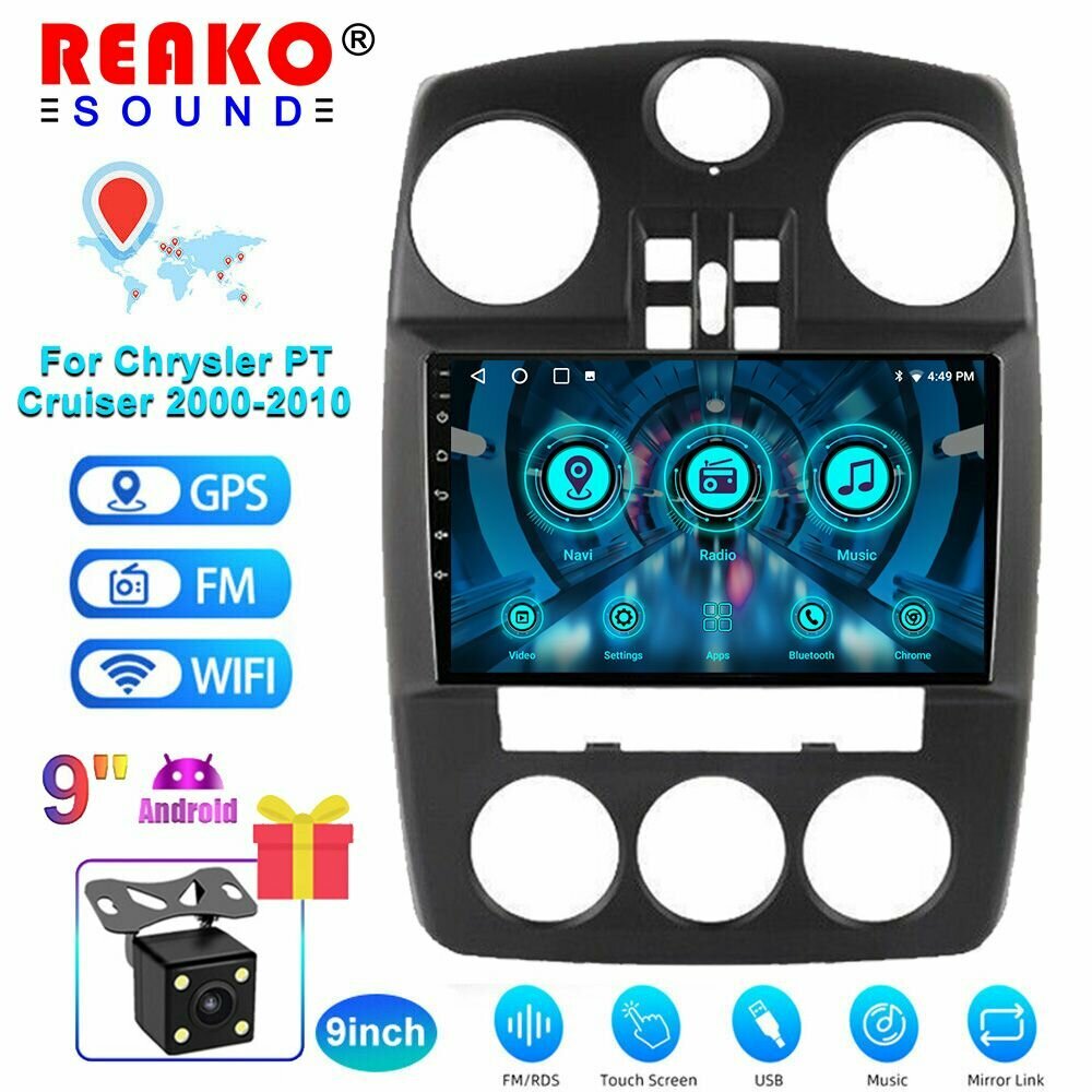 Автомагнитола 2 дин Андроид для Крайслер ПТ Крузер/Chrysler PT Cruiser 2000-2010 WIFI блютуз GPS навигатор Мультимедиа плеер