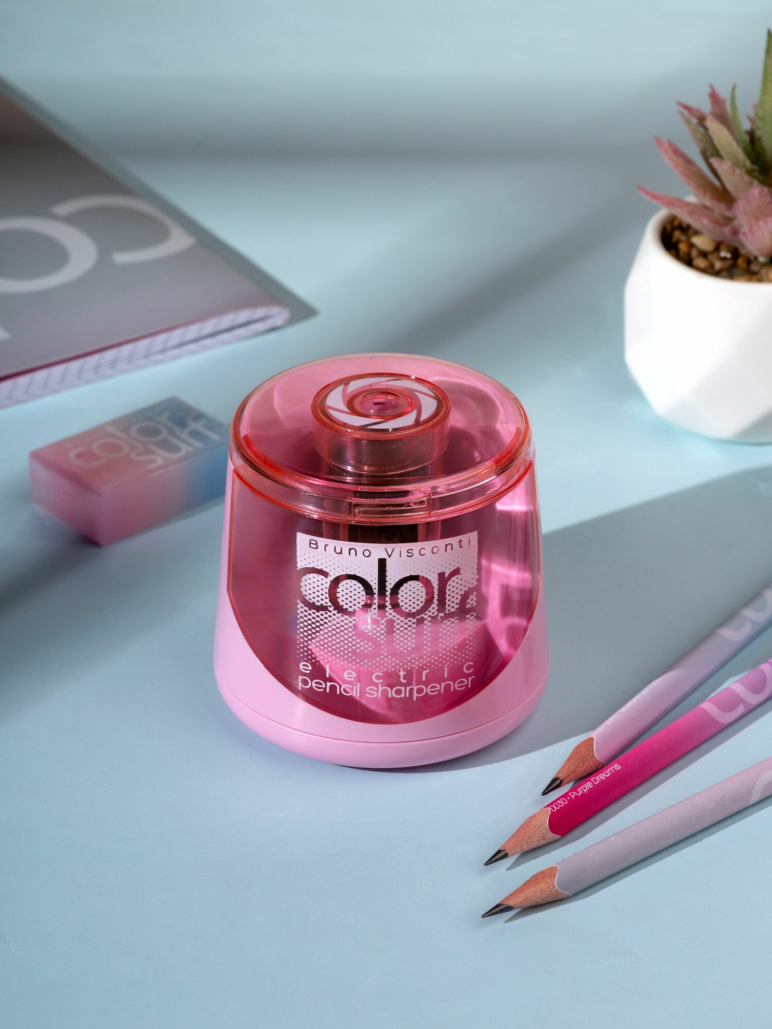Точилка для карандашей электрическая "ColorSurf" Bruno Visconti/ электрическая точилка для карандашей с контейнером для школы, офиса арт.35-0079
