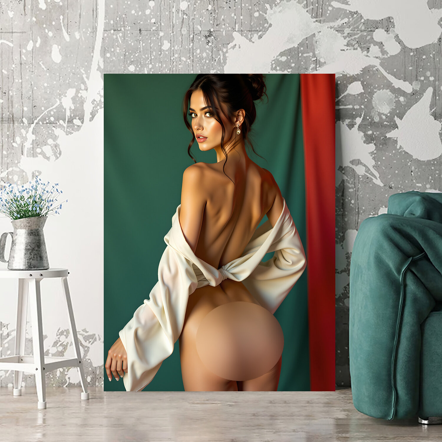 Картина на холсте - "Девушка 18+, эротика", 40х60 см.
