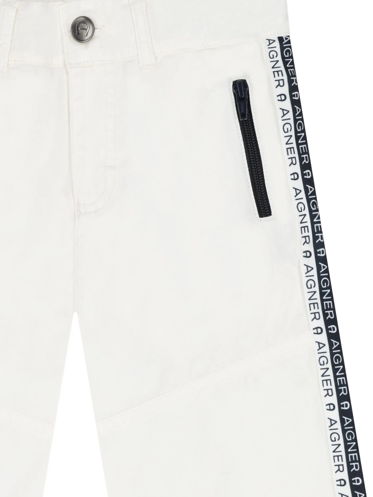 Шорты Aigner Logo-tape zip-pocket shorts, размер 14 лет, бежевый/белый — фото 1