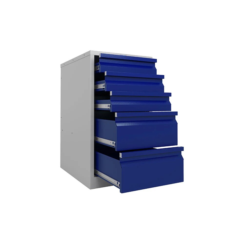 Тумба WD-5 практик S30299020546, корпус из ДСП, пять ящиков с мягким закрыванием, синий‑серый цвет, для офиса и дома — фото 1