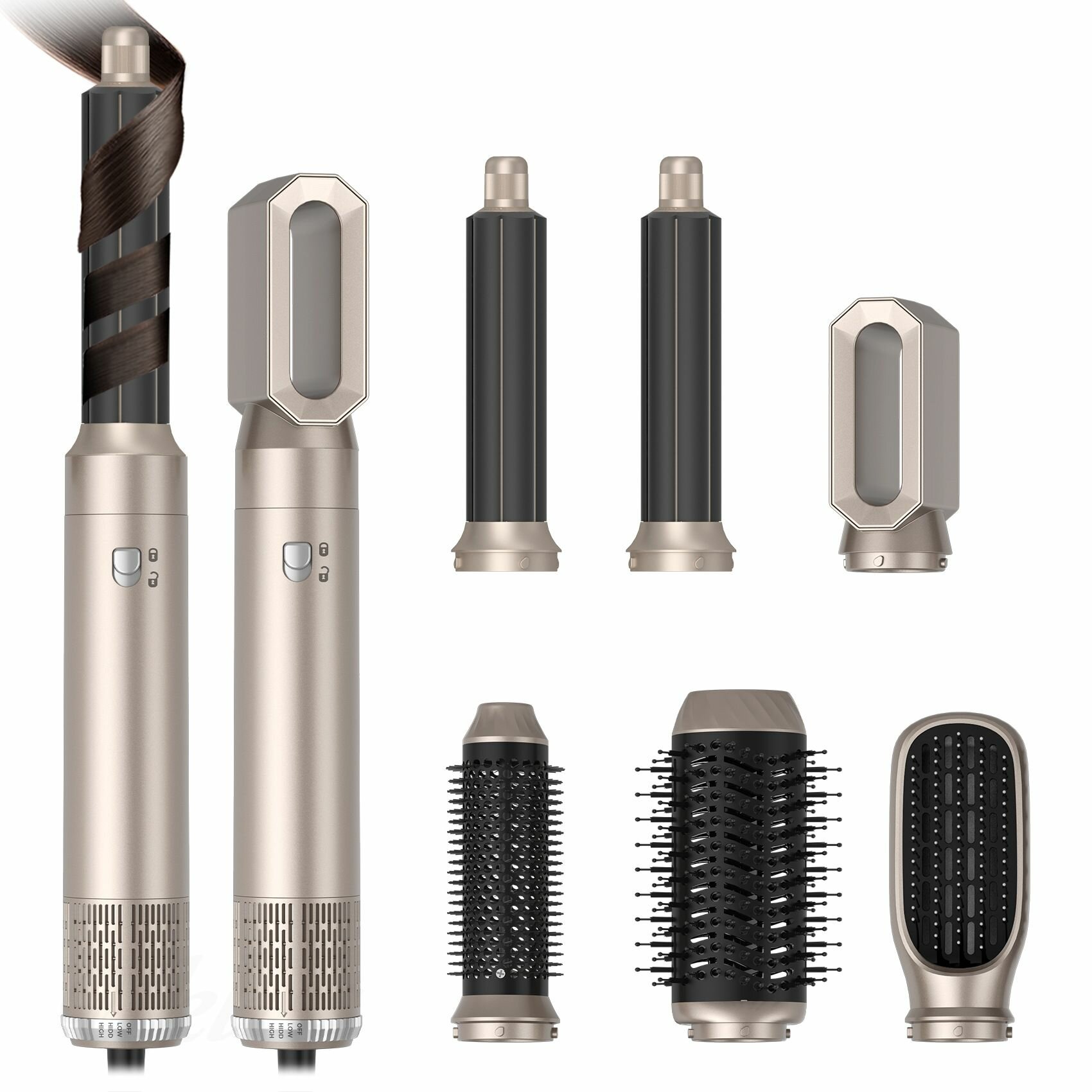 Расческа 6 в 1 с горячим воздухом, выпрямитель для завивки, автоматический отсос волос