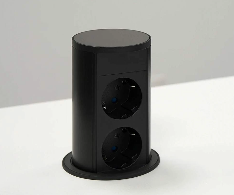 Встраиваемая выдвижная розетка ASA VERSALIFT ROUND цвет: чёрный матовый форма круглая 060.47F.00102