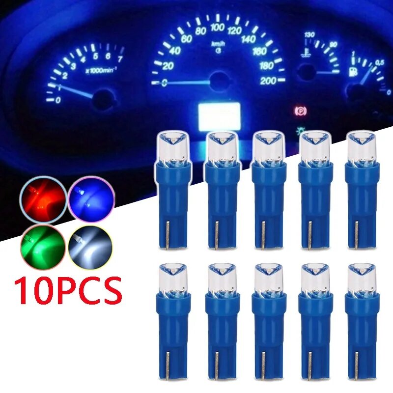 10 шт./компл. T5 светодиодные фонари для приборной панели автомобиля White