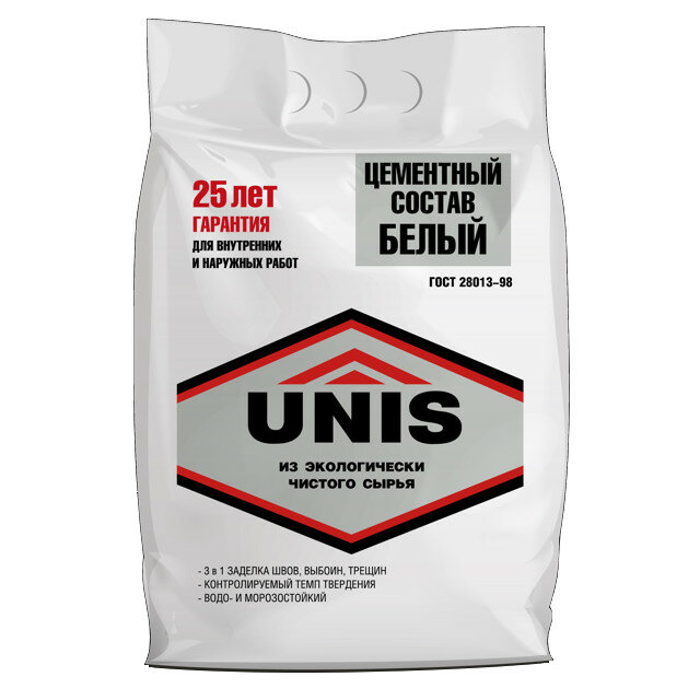 Состав цементный UNIS белый водо-морозостойкий 5кг