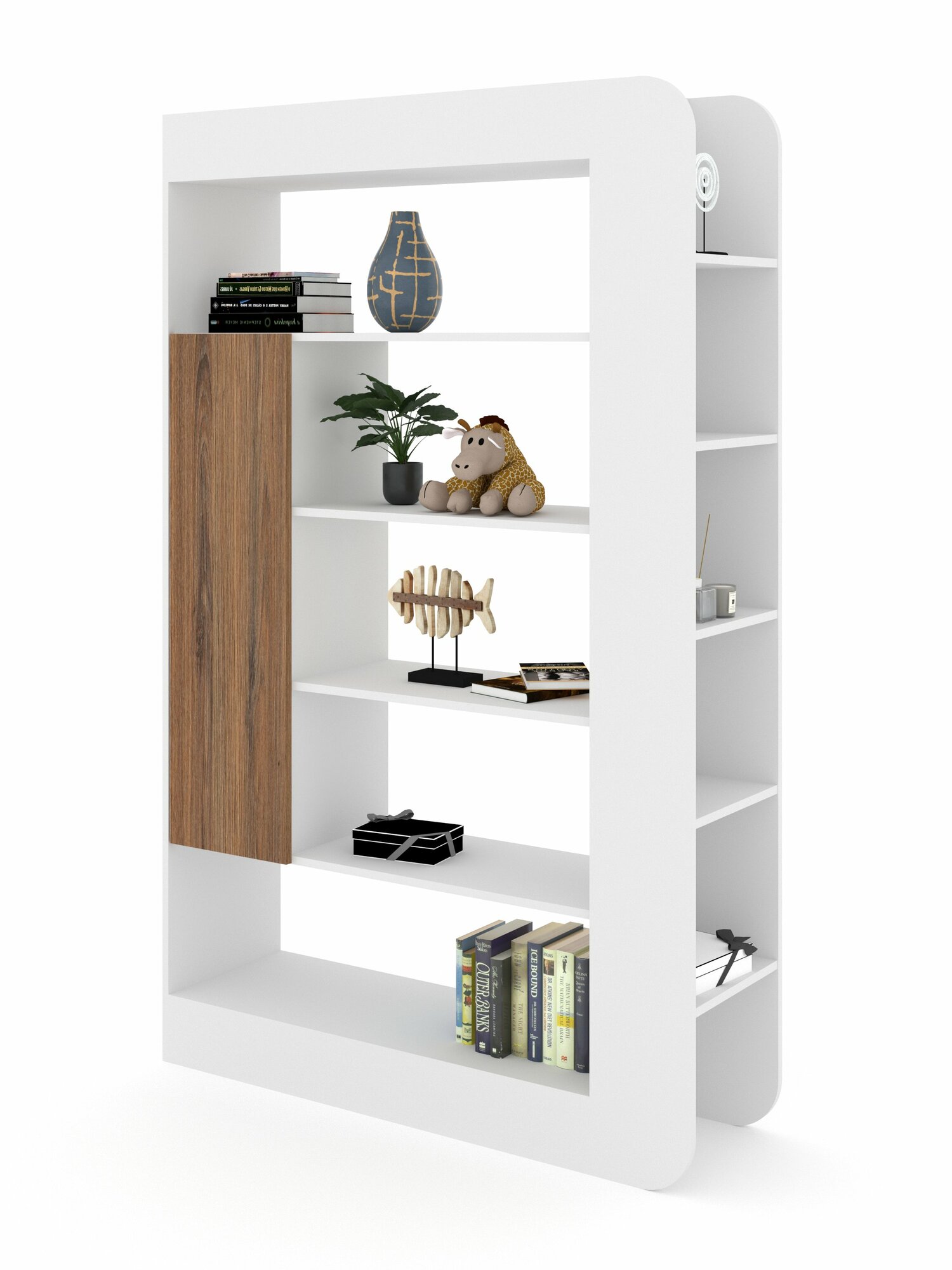 Есэндвич Альт Лаворо Стеллаж, перегородка для зонирования 120х190х35 см (Белый/Дуб аризона)