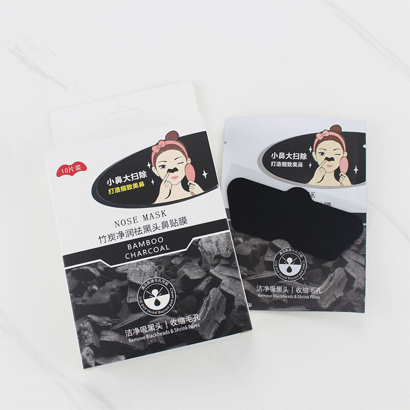 Маска для носа с бамбуковым углем Zhenrentang для удаления черных точек, маска для носа из вулканической грязи, крем для очищения пор, удаление черных точек и акне, упаковка из 10 штук