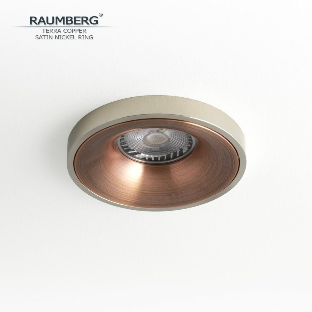 Встраиваемый неповоротный светильник RAUMBERG TERRA Copper Satin Nickel, цвет- медь с внешним кольцом цвета сатин-никель, под светодиодную лампу GU10