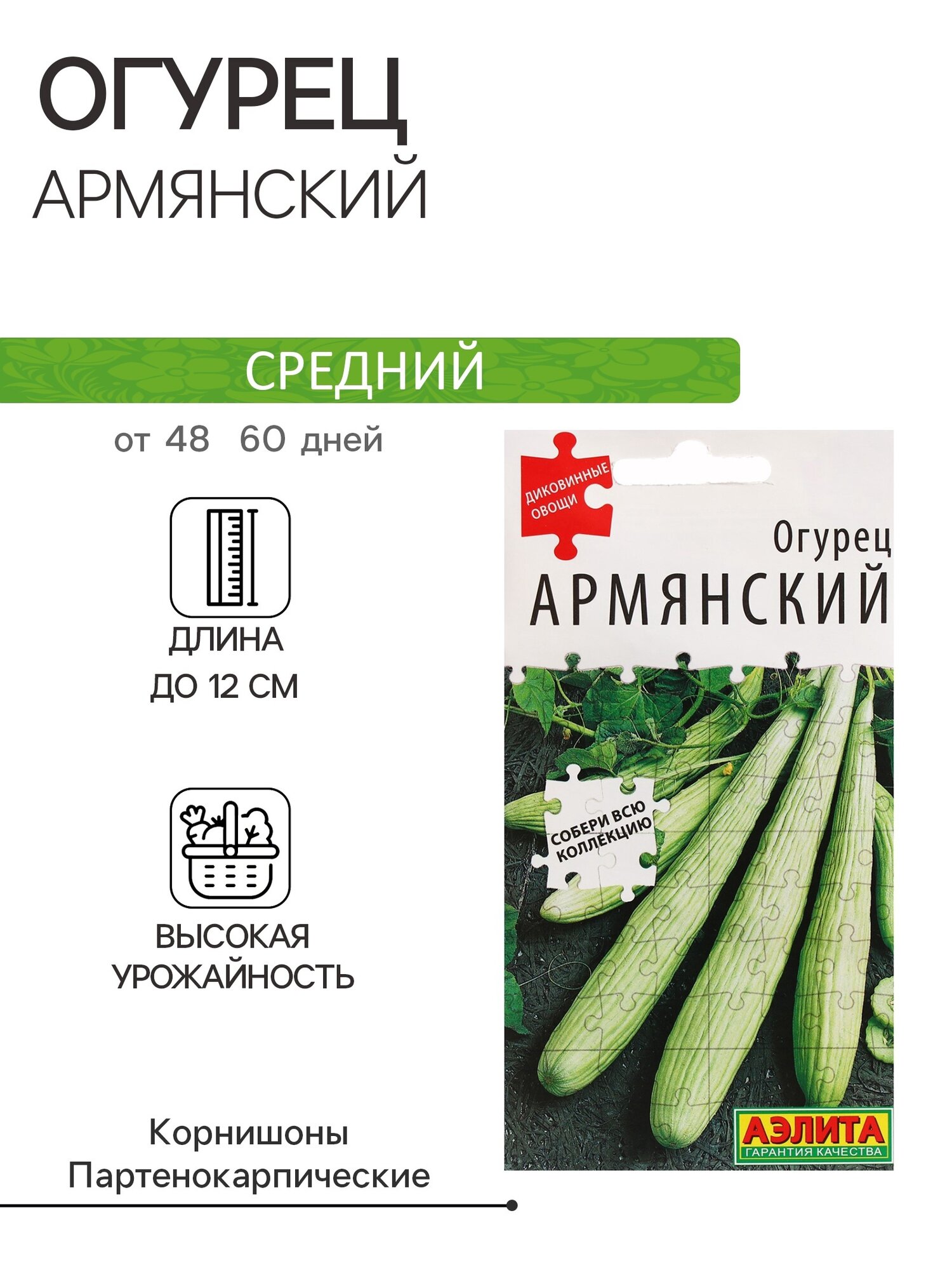 Семена огурца «Армянский», 10 шт, «Агрофирма аэлита»