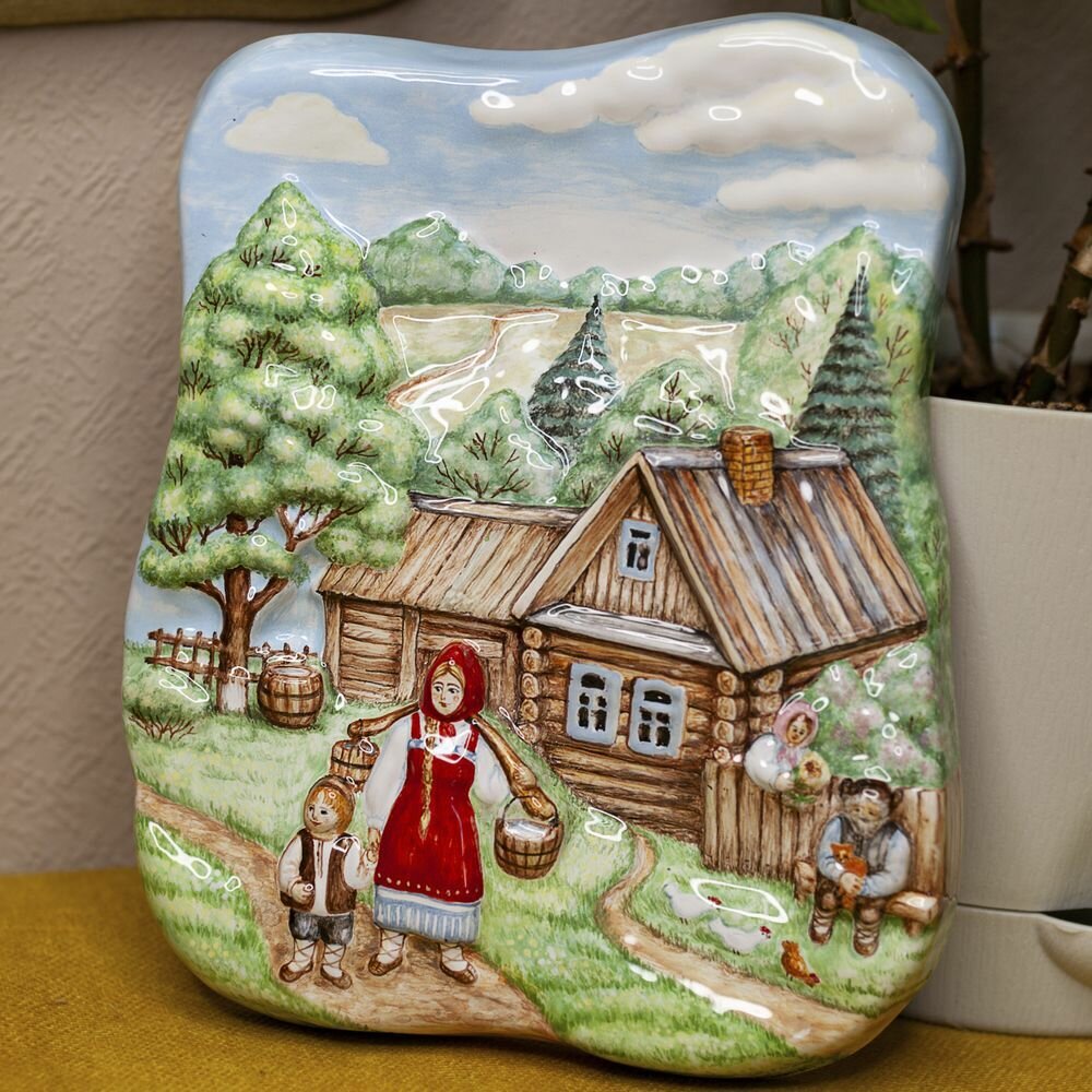 Панно, украшение настенное интерьерное Деревенское лето с бабушкой