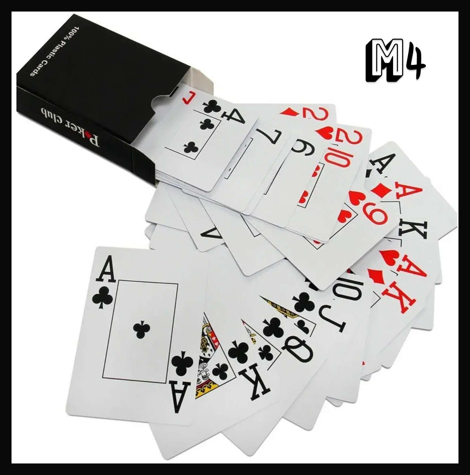 Игральные карты Poker club, пластик, 100%, 54шт, покерные карты, красные