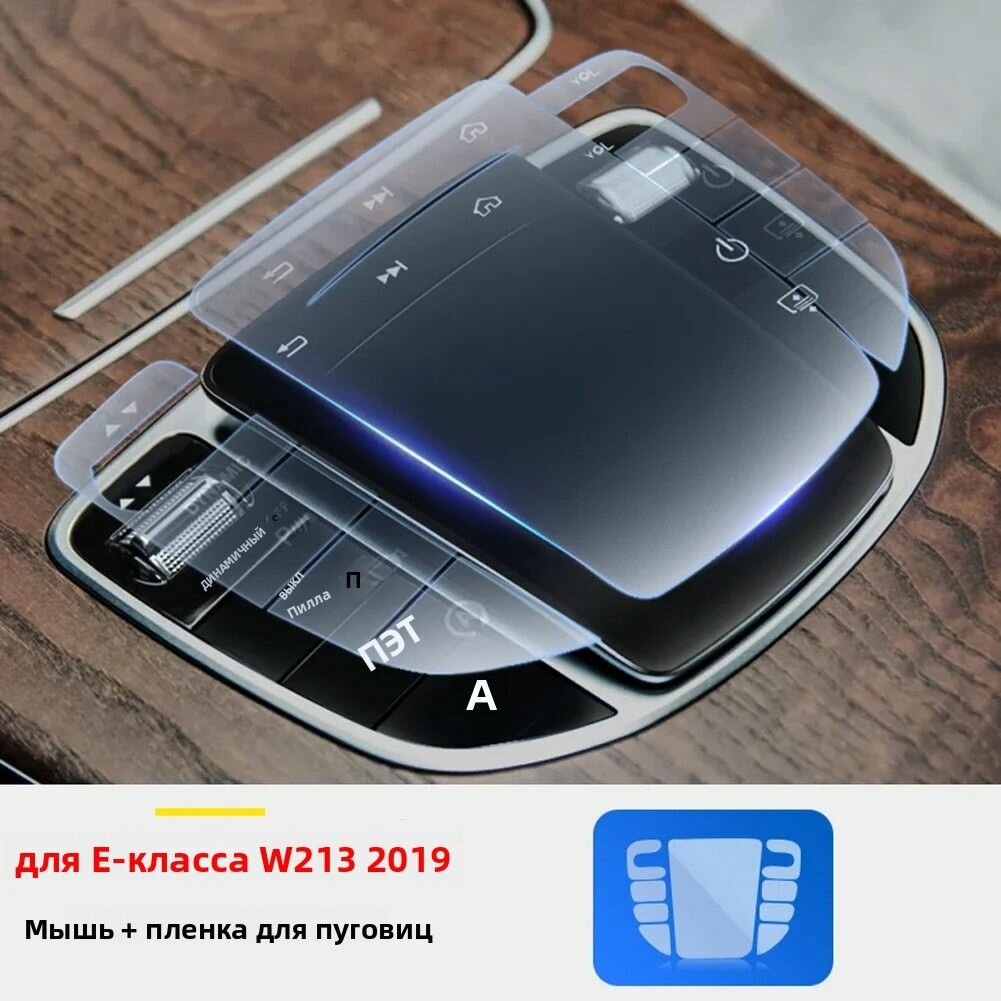 Автоаксессуары: Прозрачная мембрана TPU для защиты центральной консоли Mercedes Benz E Class W213 E200/260/300/320 2016 - 2019