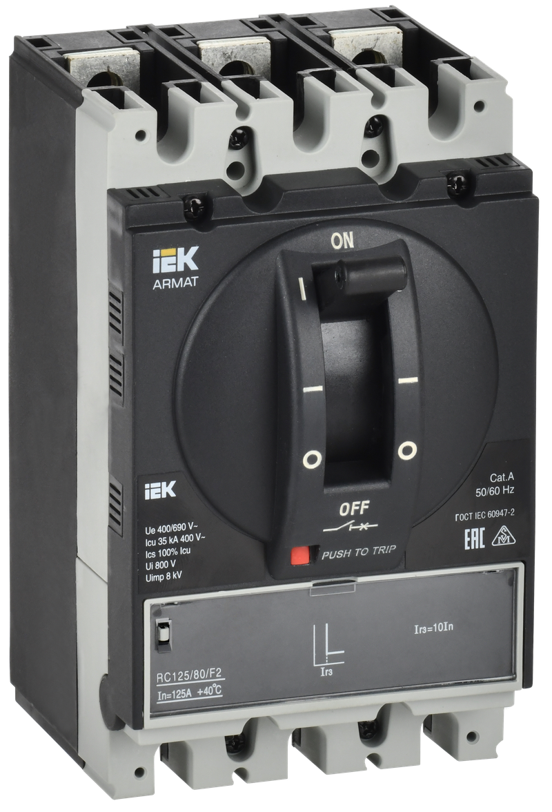 Автоматический выключатель IEK / ИЭК Armat, 3P 80А 690В, 35кА, AR-MCCB-3A-035-0080A-MTUC / электроавтомат