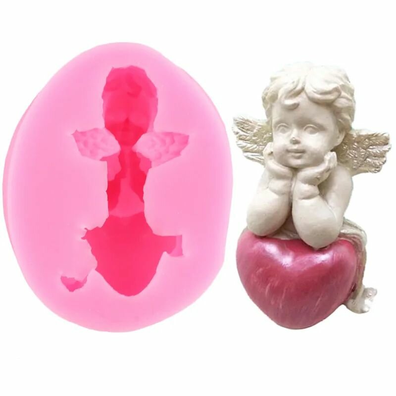 Молд Ангел 2, силикон, для свечей, гипса, бетона, цвет бордовый